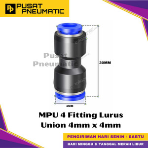 MPU 4 One Touch Union Straight Fitting 4mm x 4mm Pneumatic Push In ...