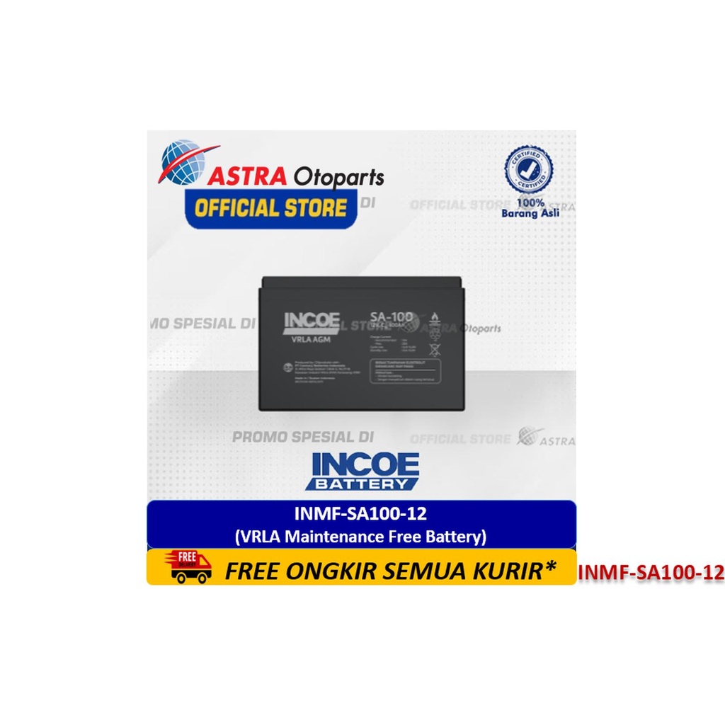 Baterai / Aki Deep Cycle AGM INMF-SA100-12 (100 Ah - 12 Volt) Merk ...