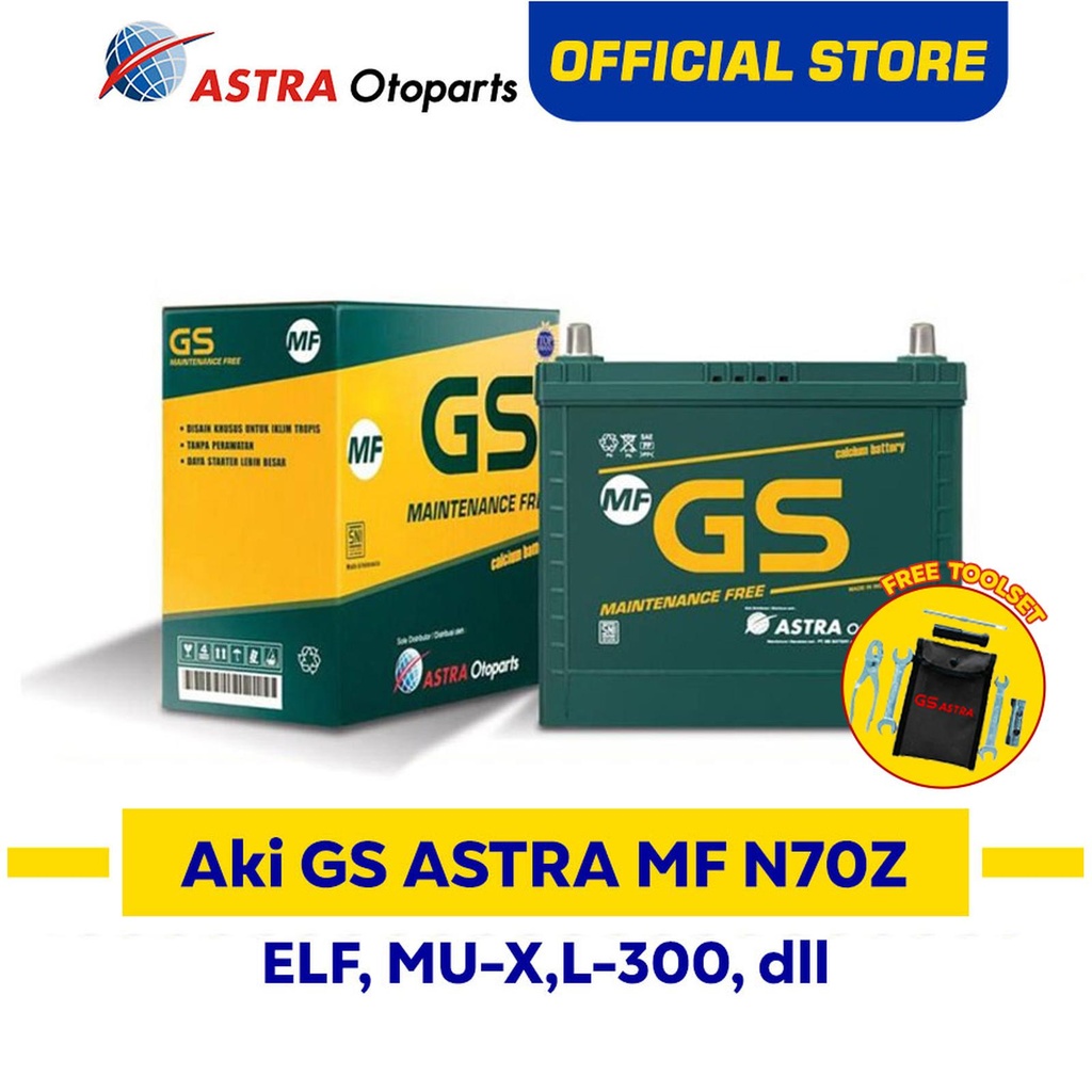 Aki GS ASTRA MF N70Z Mobil ELF, L300, MU-X, dll Official Store Distributor