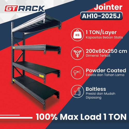 Rak Besi 1 Ton 4 Susun 2.5M AYORACK AH10-2025 | Rak Gudang & Toko