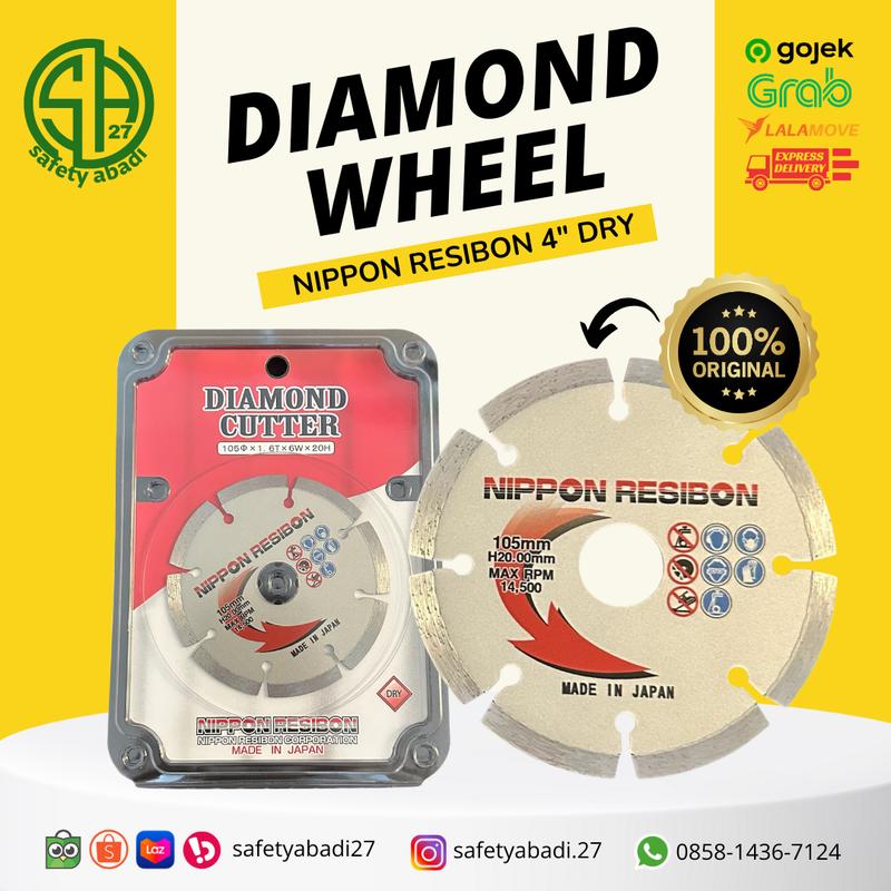 Jual Diamond Wheel DRY/Kering Original Nippon Resibon 4” 105mm x 1.6mm ...