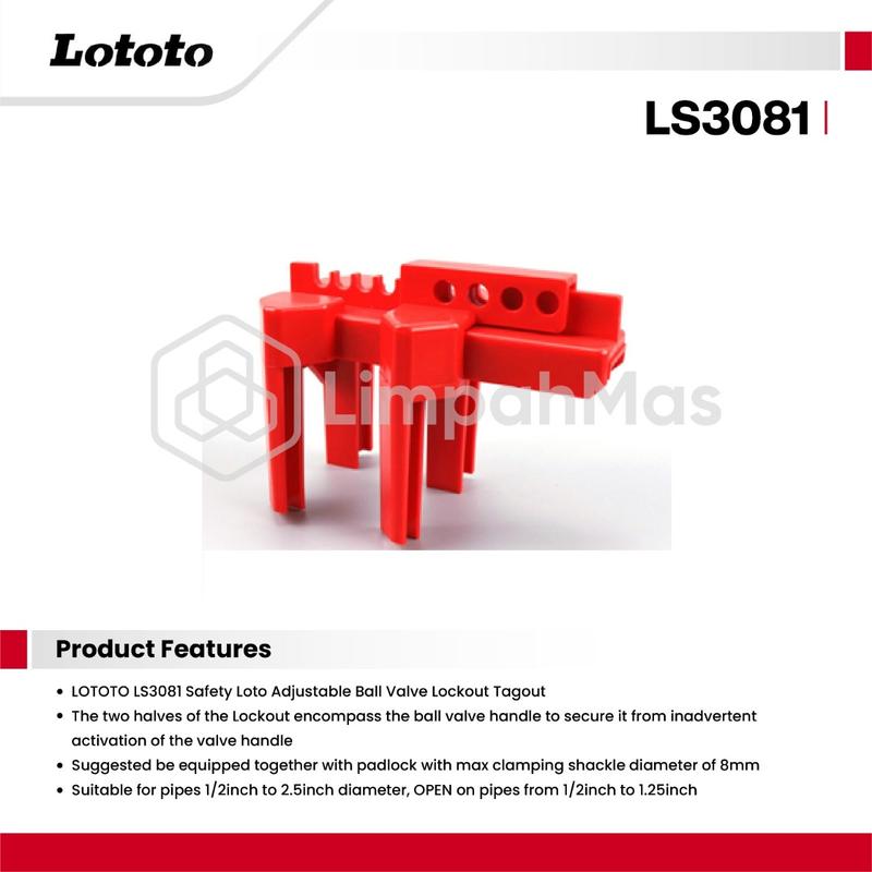 Jual LOTOTO Safety Loto Adjustable Ball Valve Lockout Tagout Device ...