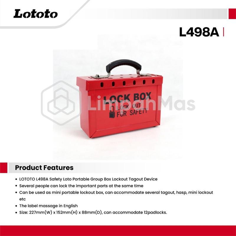 Jual LOTOTO Safety Lockout Tagout Portable Group Lock Box - L498A ...
