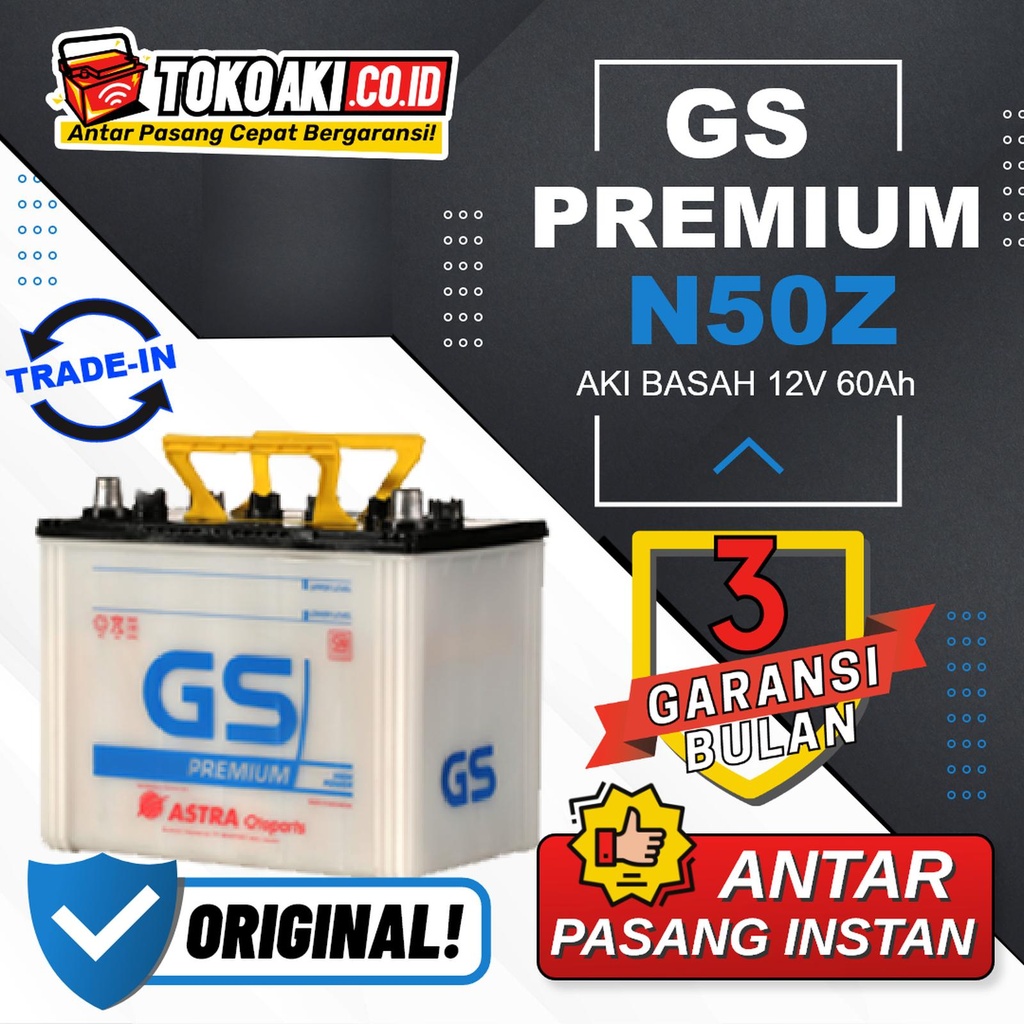 Jual Aki Fuso Canter 1985-now - GS Astra Premium N50Z - 60Ah Official Resmi