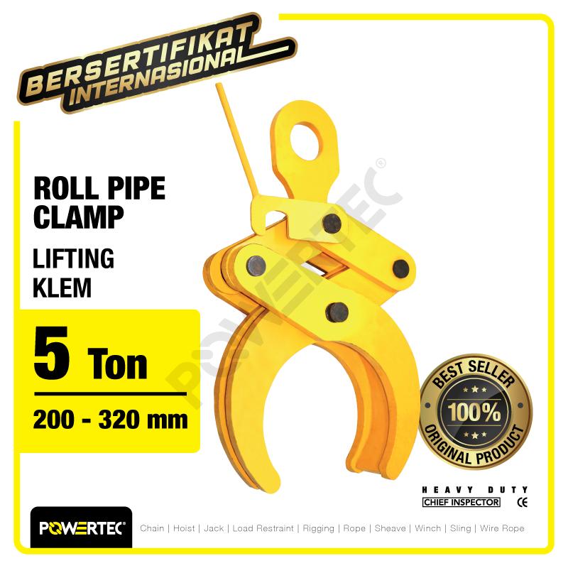 Jual Roll Pipe Lifting Clamp / Klem Angkat Pipa Tabung 5 Ton POWERTEC ...