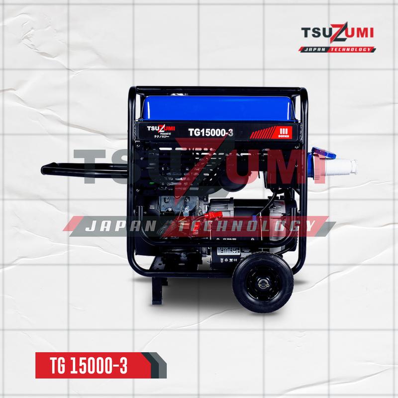 Genset 15 kVA 12000W Gasoline 3 Phase 1 Phase TSUZUMI TG15000-3