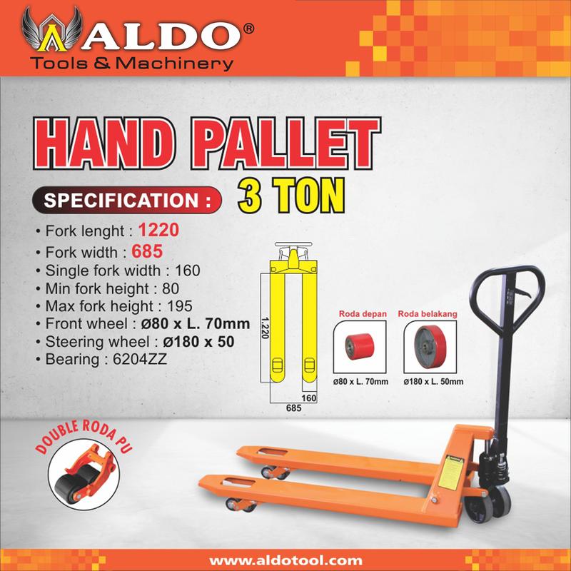 Jual HAND PALLET 3 TON MERK ALDO Official Resmi
