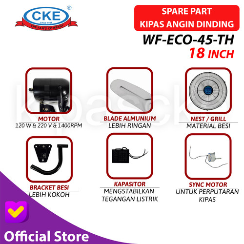 CKE Wall Fan WF-ECO-45-TH 18 Inch Kipas Angin Dinding Tembok - Nest ...
