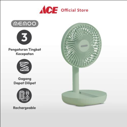Ace - Memoo Kipas Angin Meja Lipat Rechargeable - Hijau | EZMARO | EASY MRO