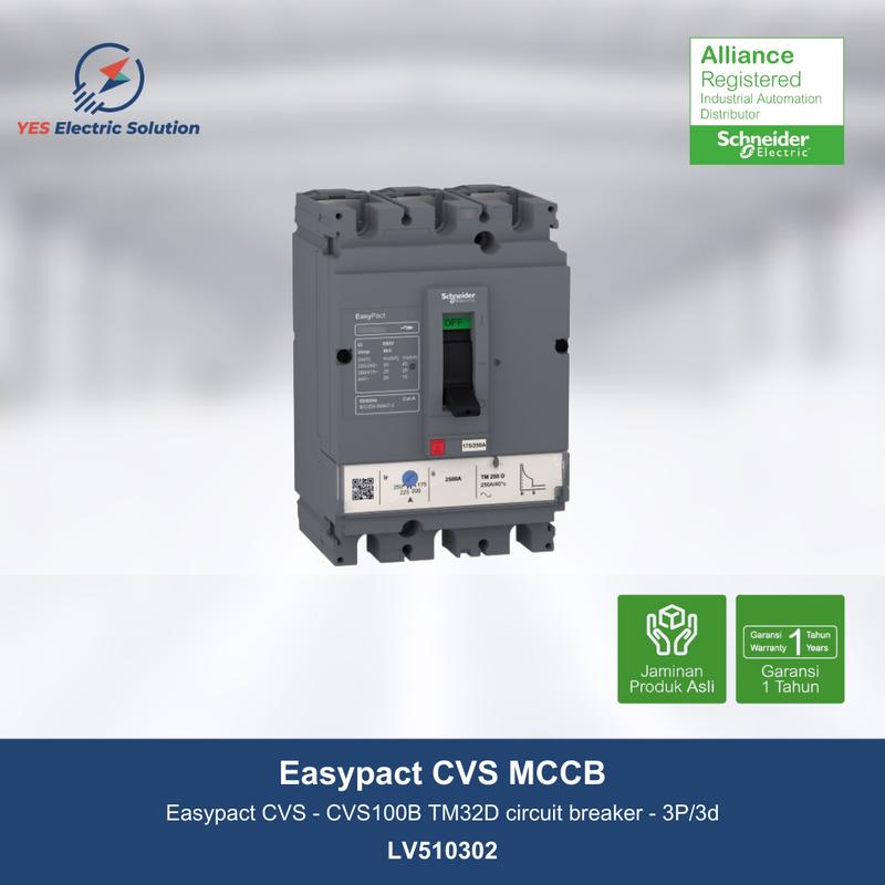 Jual Schneider Easypact CVS100B MCCB TM32D circuit breaker 3P ...