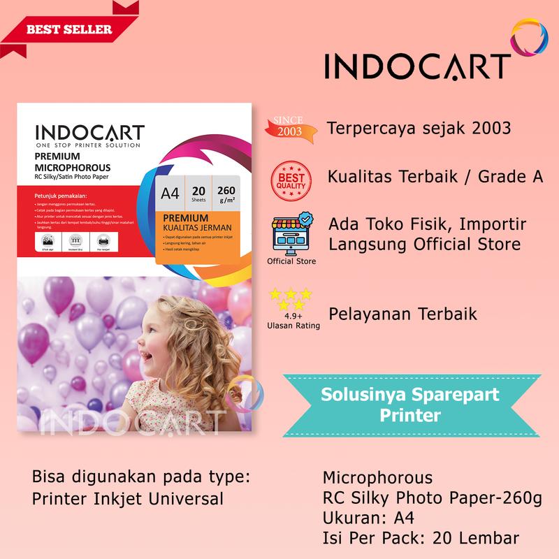 Jual IndoCart Kertas Foto-Microporous RC Silky Satin Photo Paper-260g ...
