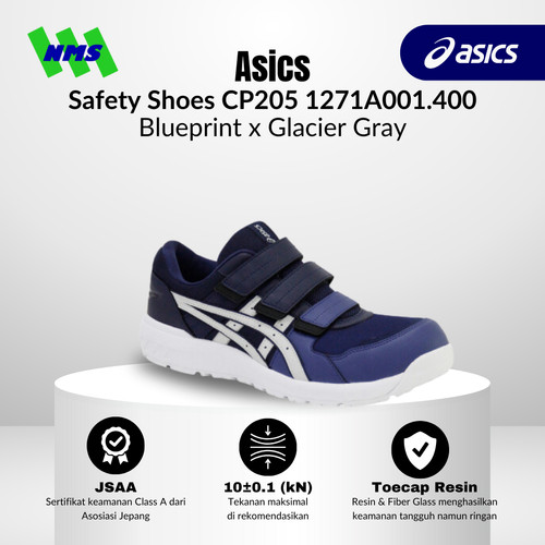 Sepatu Safety Asics Winjob CP205 Blueprint x Glacier Gray Biru Original ...